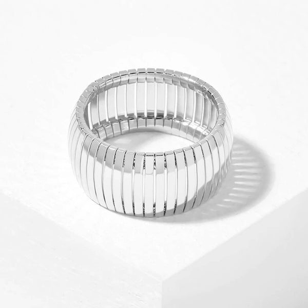 Platinum Plated Sterling Silver Cleopatra Band Ring - Himalayan Gems