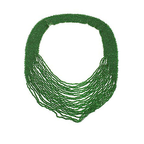 Beaded Potay Bold Waterfall Necklace - Green - Himalayan Gems