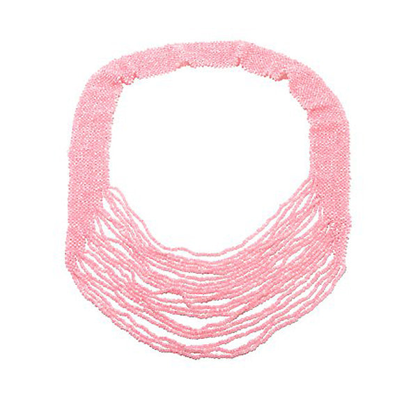 Beaded Potay Bold Waterfall Necklace - Pink - Himalayan Gems