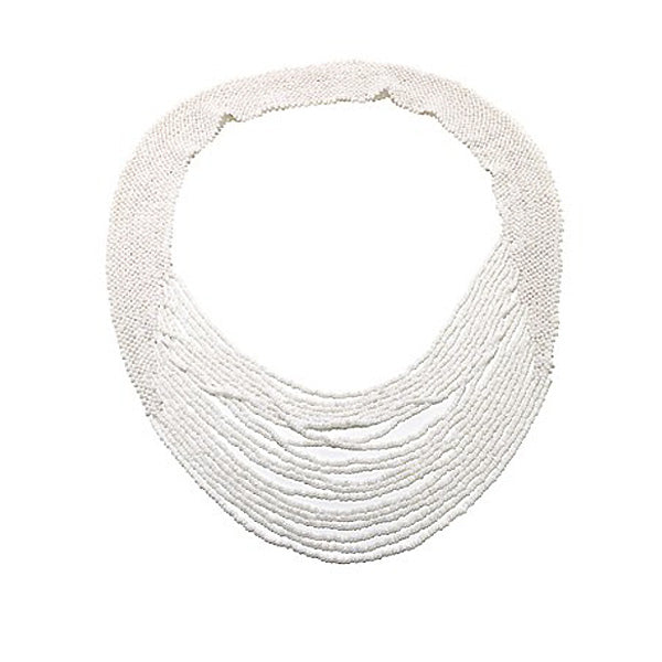 Beaded Potay Bold Waterfall Necklace - White - Himalayan Gems
