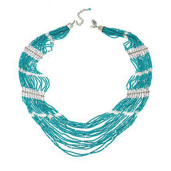Turquoise Colour Beaded Waterfall Necklace - Himalayan Gems